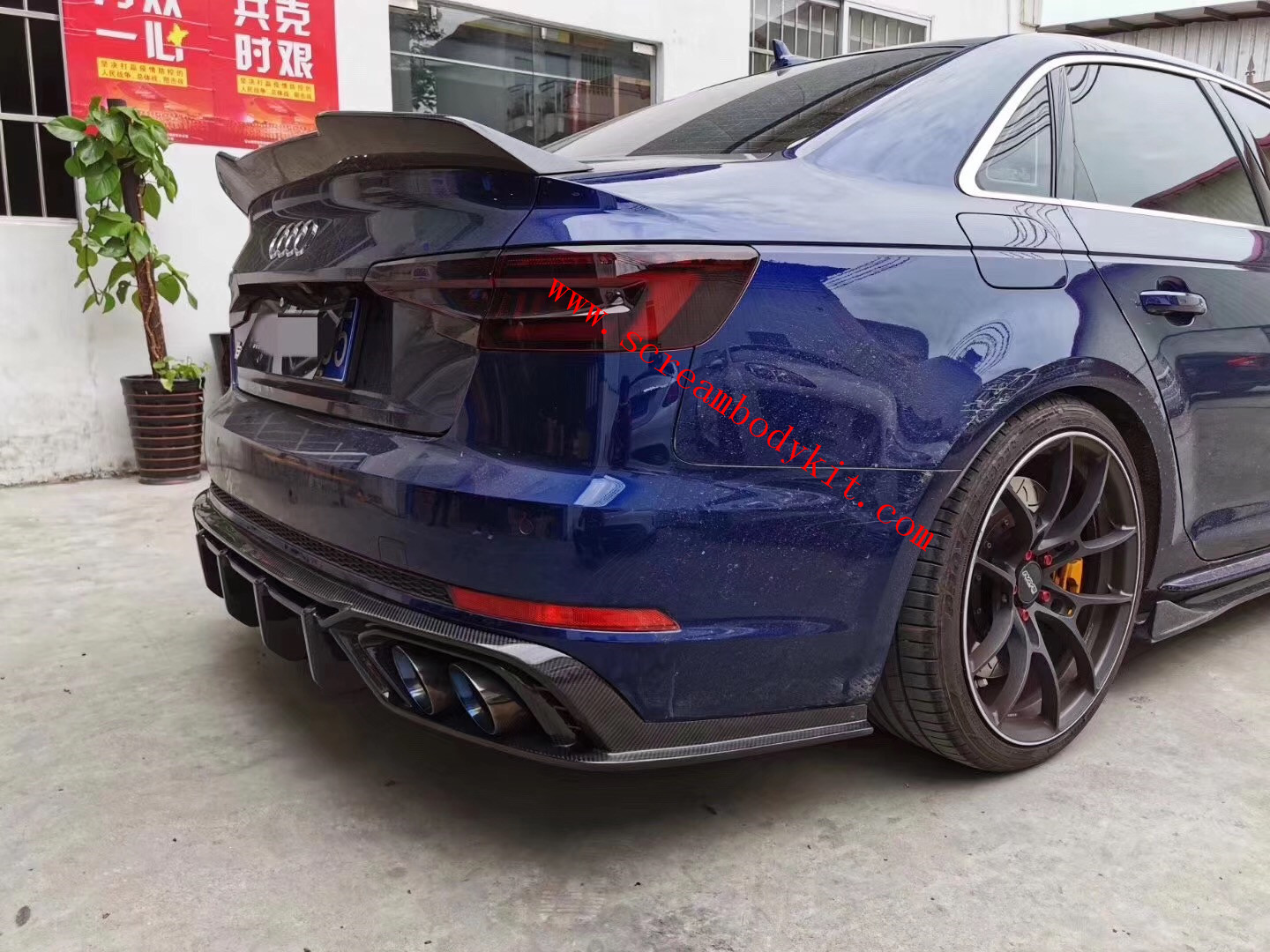 Audi S4 Dry Carbon Fiber Front Lip Rear Lip Side Skirts Spoiler